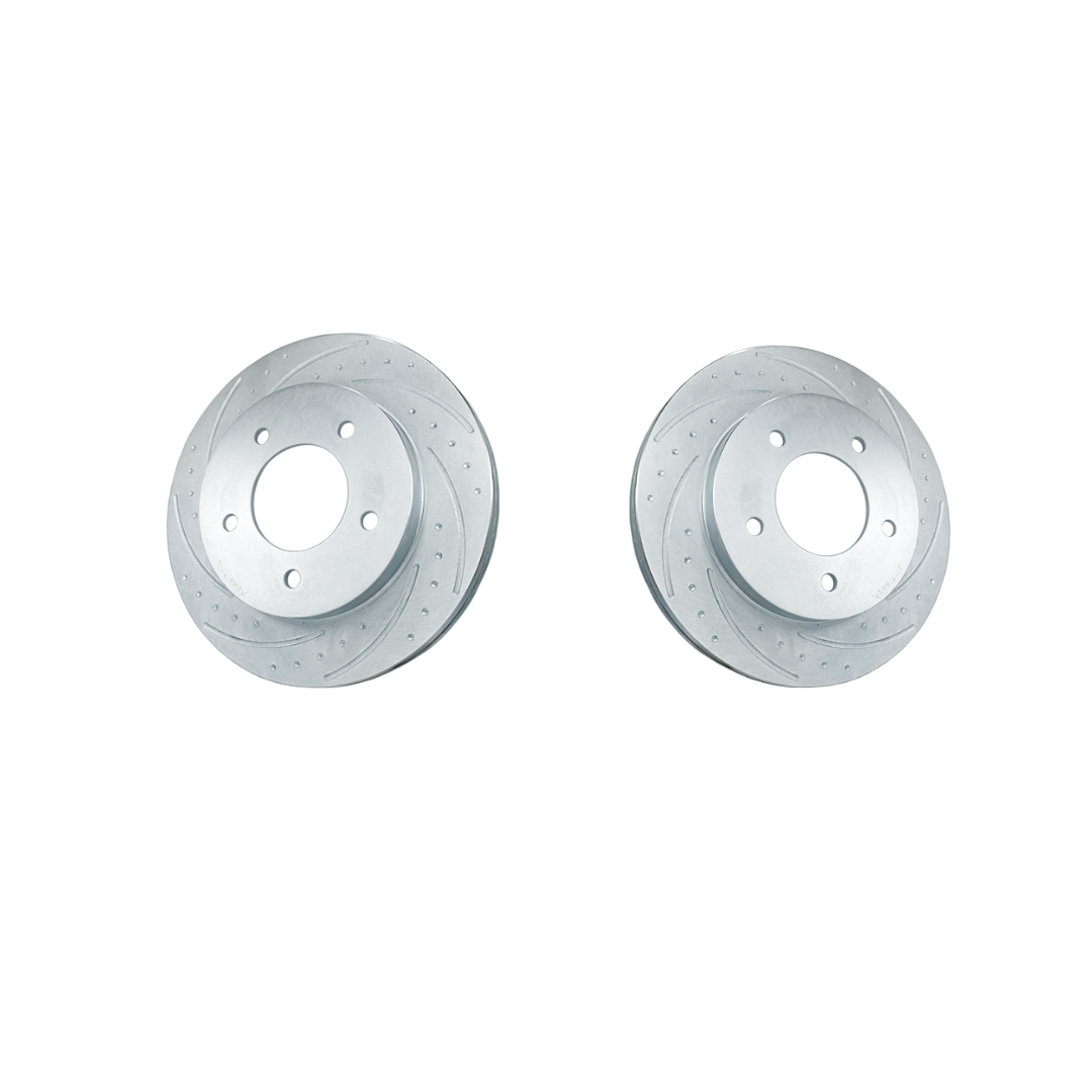 New Performance Front Rotors (Pair) Dimple Drilled, Slotted and Zinc ...