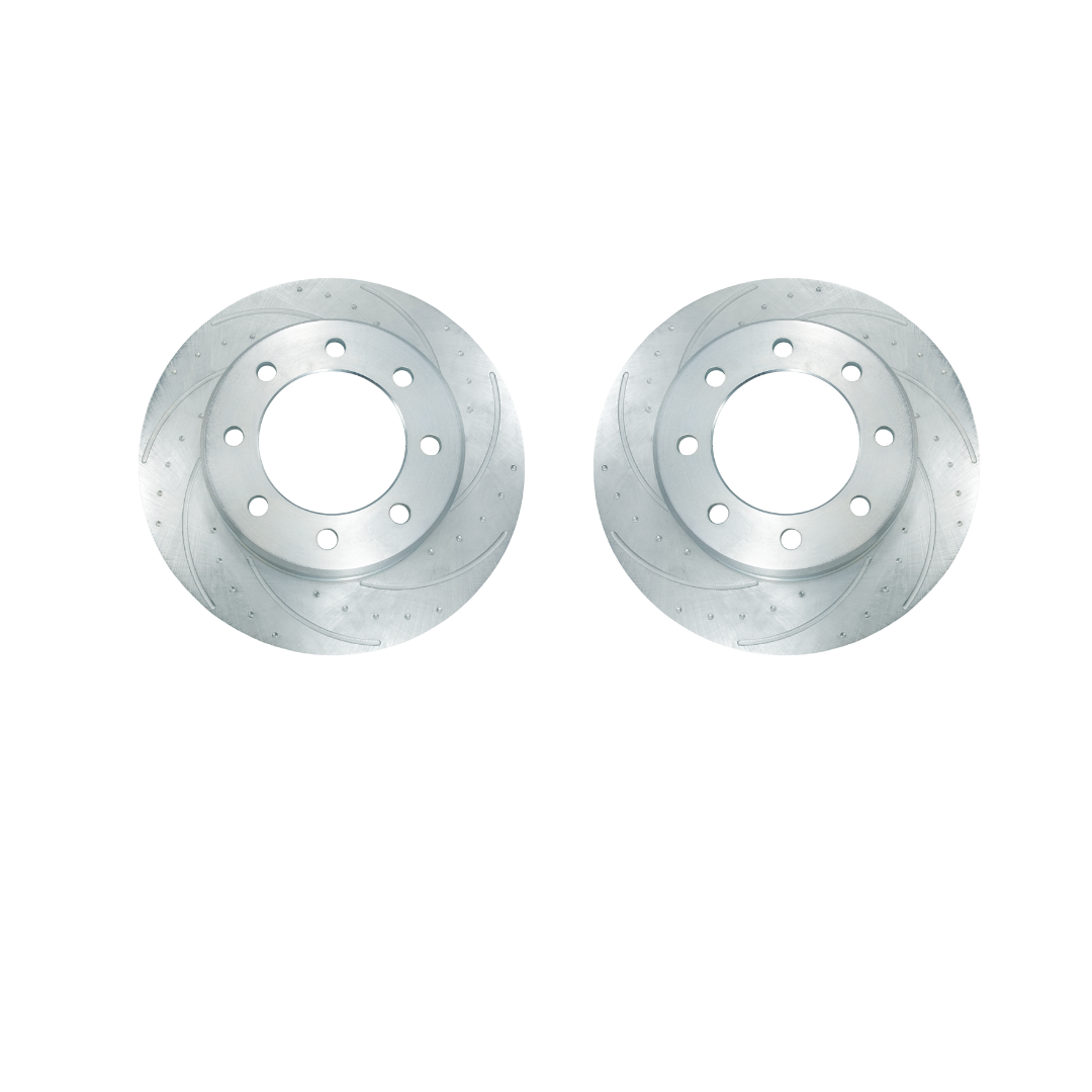 New Performance Front Rotors (Pair) Dimple Drilled, Slotted and Zinc ...