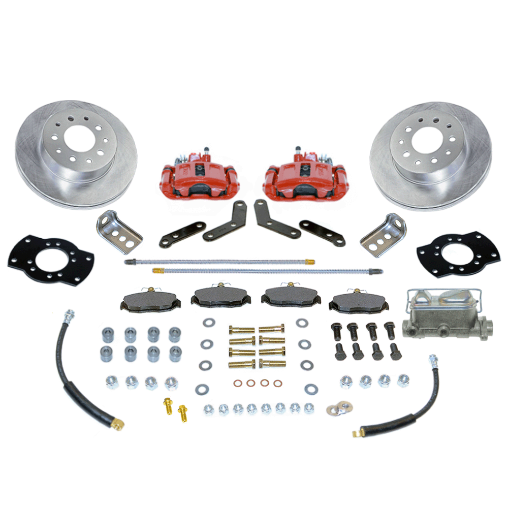 New Direct Fit Rear Drum to Disc Brake Conversion Kit W/Rotors. Red ...