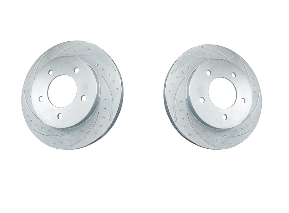 New Performance Rear Rotors (Pair) Dimple Drilled, Slotted and Zinc ...